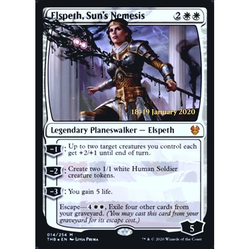 Elspeth, Sun's Nemesis (Prerelease) FOIL - THB | Decked Out Gaming Elspeth, Sun's Nemesis (Prerelease) FOIL - THB | Decked Out Gaming